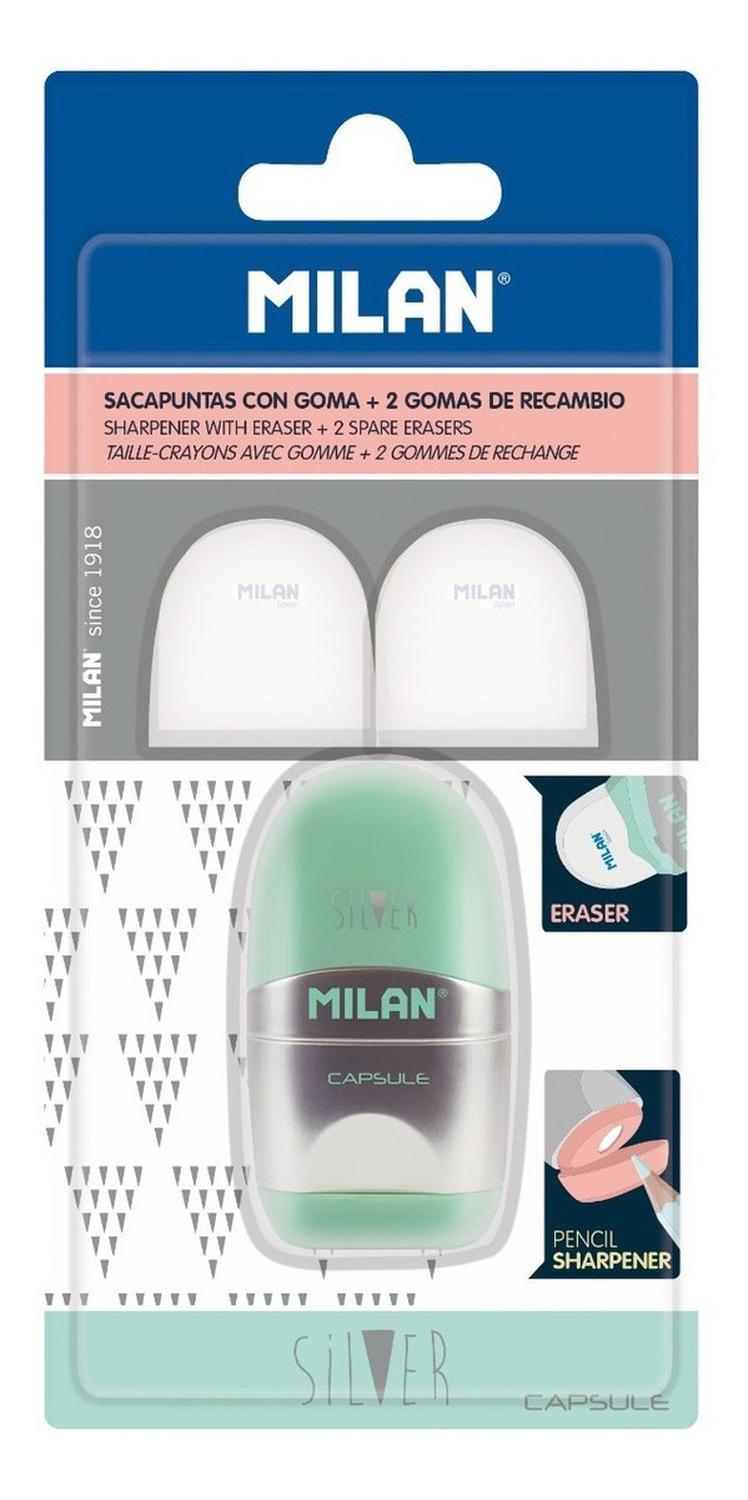 Blister Con 1 Sacapunta Y Goma + 2 Gomas De Repuesto Capsule S-Silver — DISTRIBUIDORA RODIN S.A ...