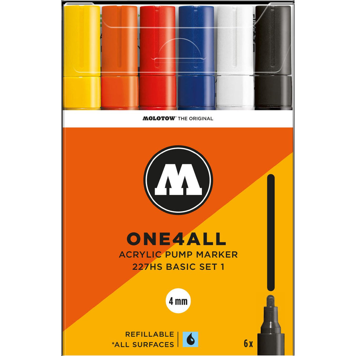 Set Básico #1 Con 6 Marcadores Acrílicos One4All 227Hs Punta 4Mm Molot ...